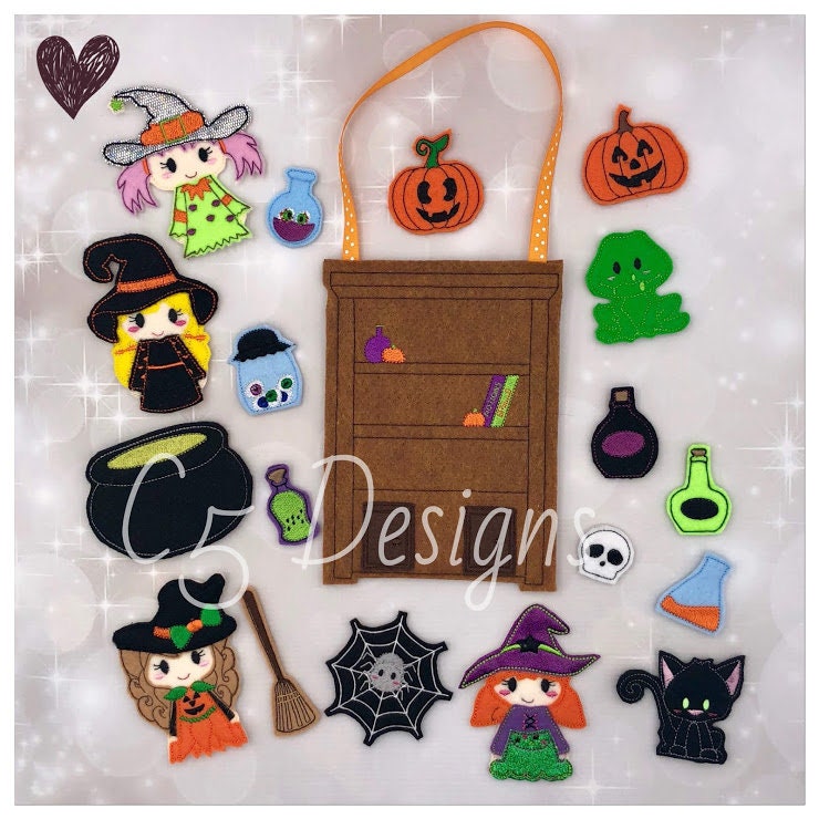 ITH Digital Embroidery Design - Witches Finger Puppet Set With Busy ...
