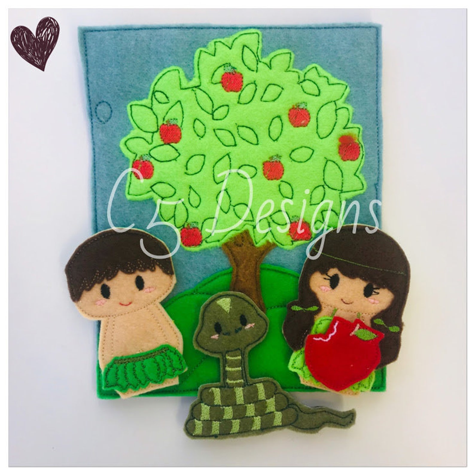 ITH Digital Embroidery Design Adam and Eve Finger Puppet Set - Etsy