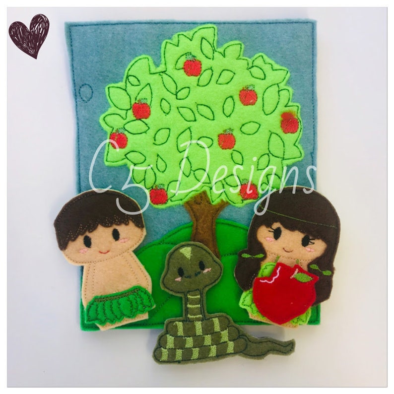 ITH Digital Embroidery Design Adam and Eve Finger Puppet Set - Etsy UK