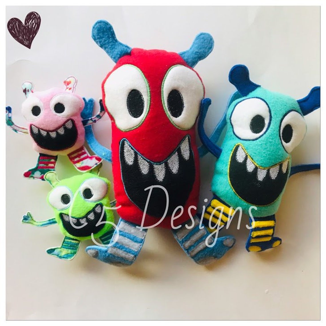 ITH Digital Embroidery Design Monster Stuffie 4X4 Hoop and | Etsy