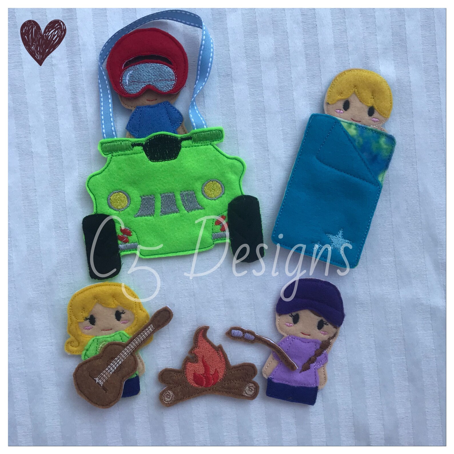 ITH Digital Embroidery Design - DELUXE Camping Finger Puppet Set - 4X4 ...