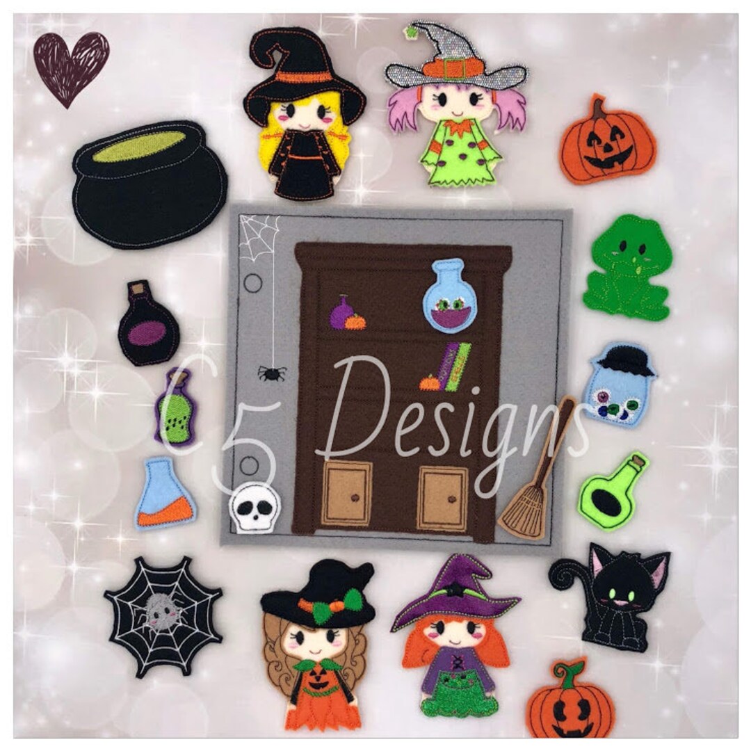 ITH Digital Embroidery Design - Witches Finger Puppet Set With Busy ...