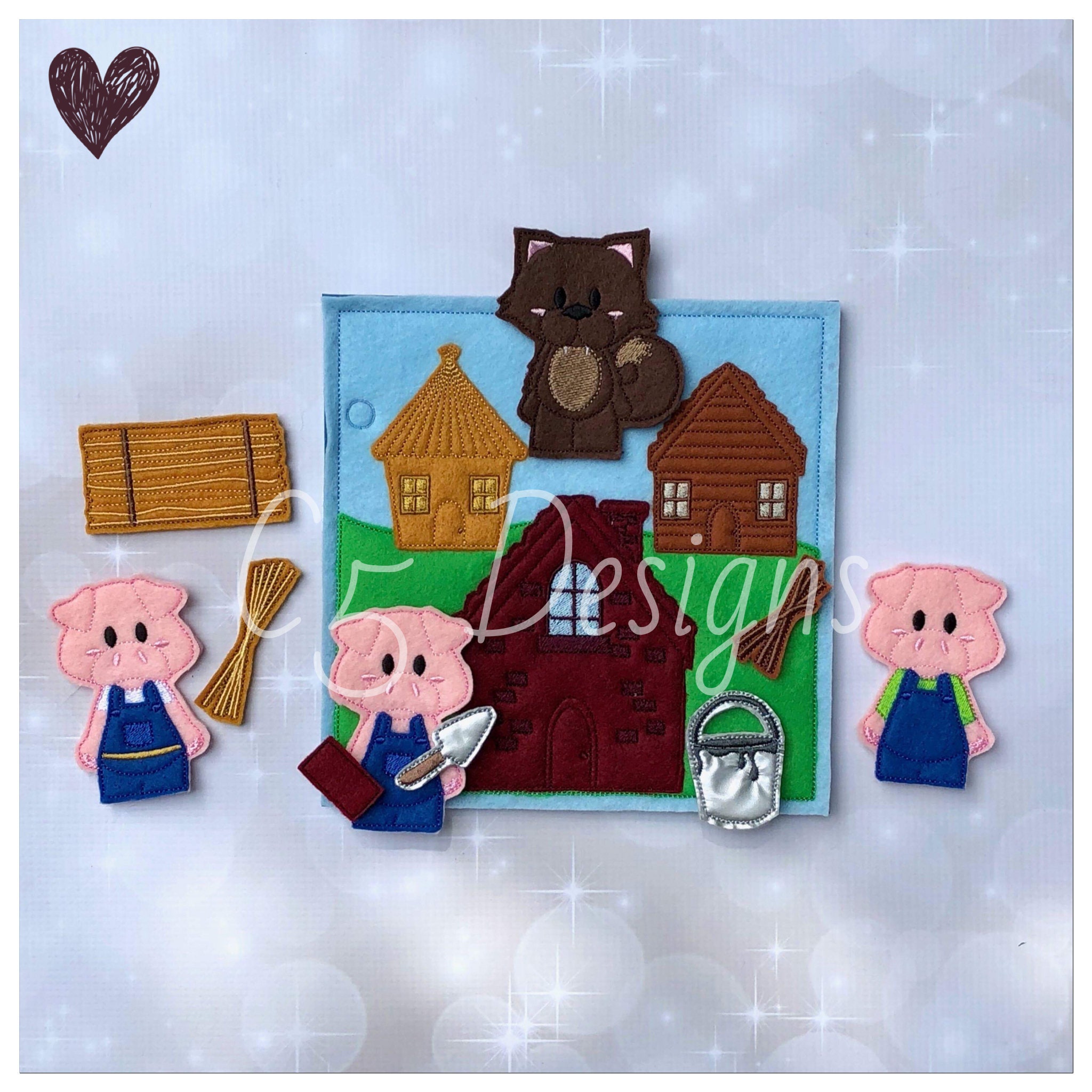 ITH Digital Embroidery Design Three Little Pigs Finger | Etsy