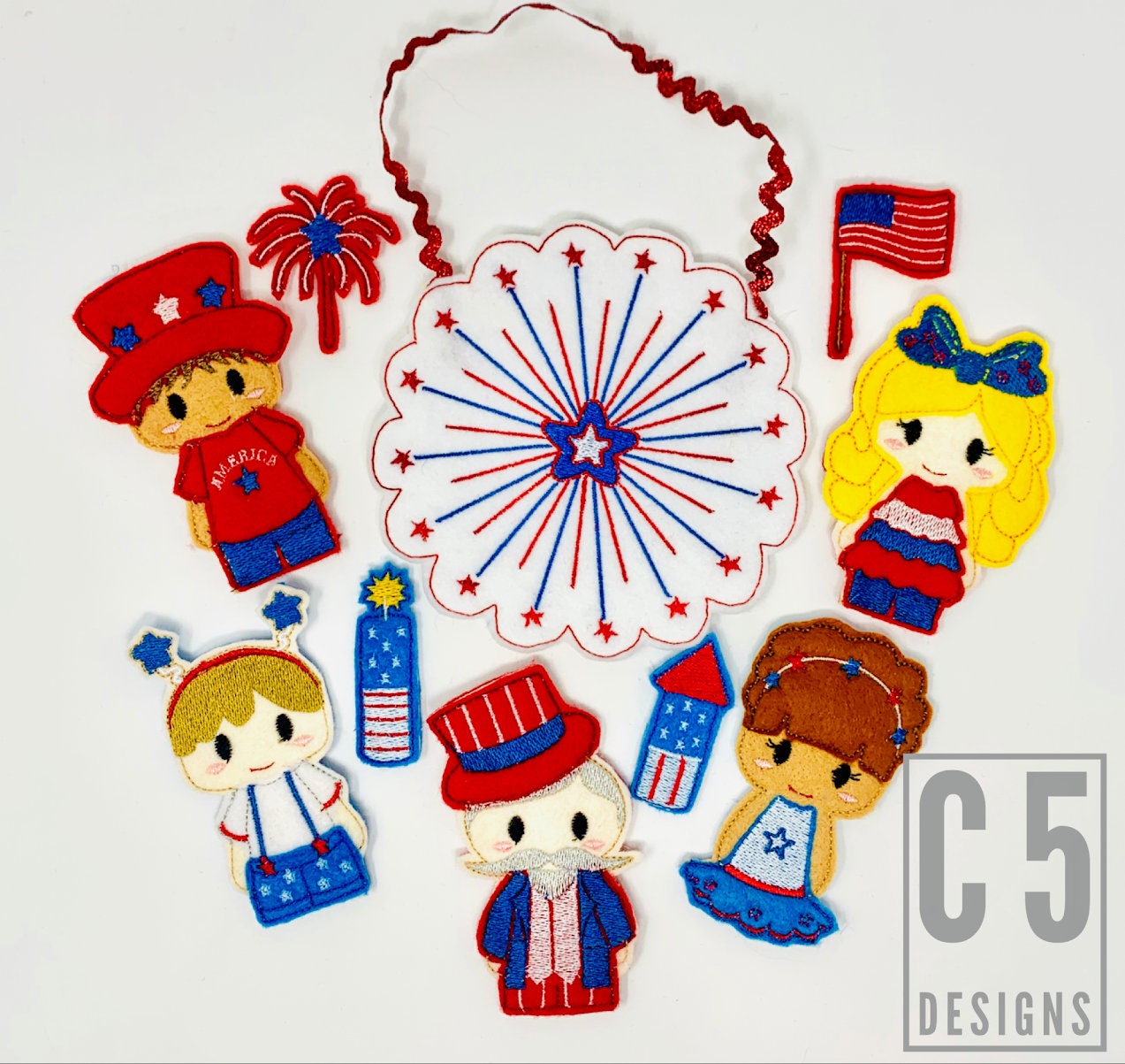 ITH Digital Embroidery Design 4th of July Kids Finger Puppet - Etsy