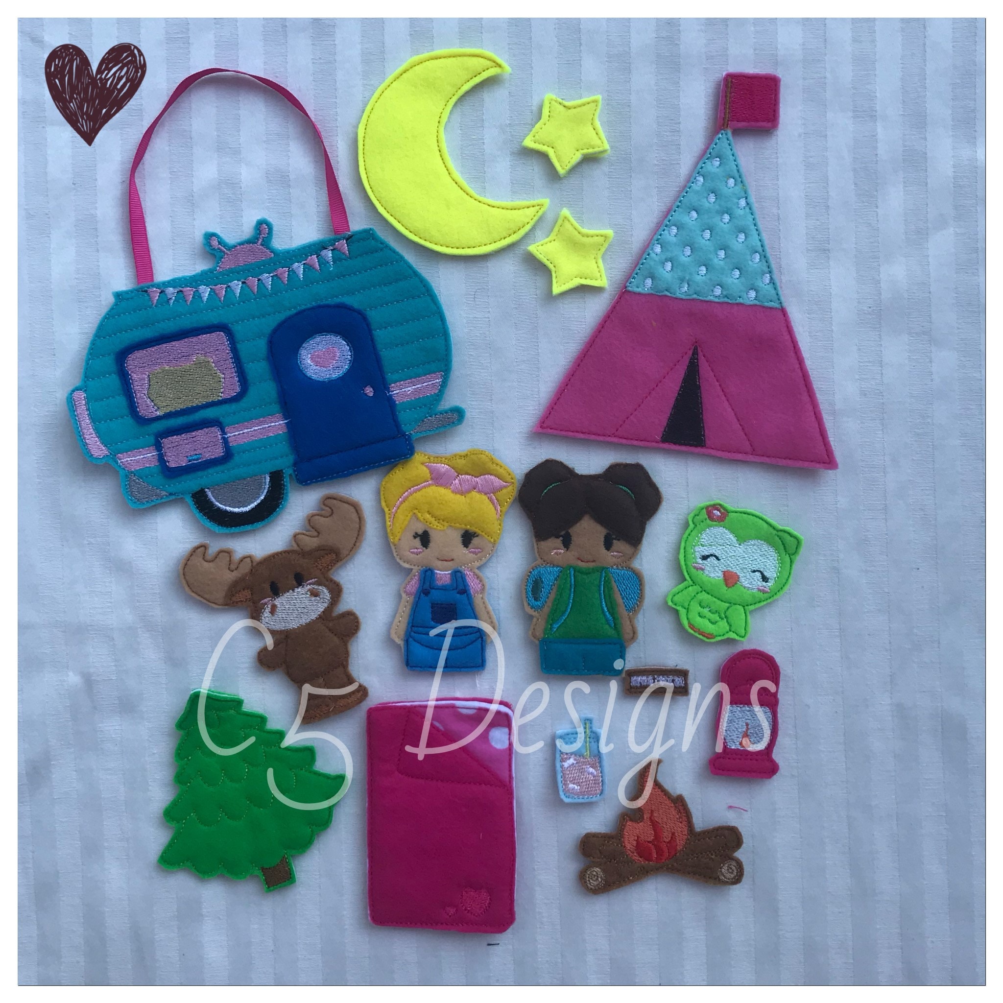 ITH Digital Embroidery Design - DELUXE Camping Finger Puppet Set - 4X4 ...