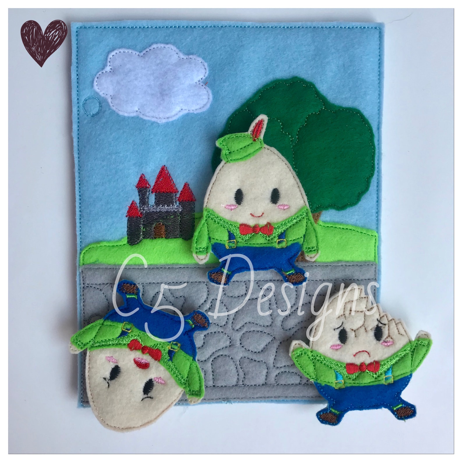 ITH Digital Embroidery Design - Humpty Dumpty Finger Puppet Set - 4X4 ...