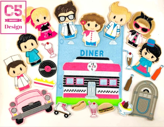 ITH Digital Embroidery Design 50's Sock Hop Diner Finger | Etsy