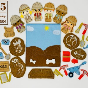 ITH Digital Embroidery Design - Paleontologist Finger Puppet Set - 4X4 ...