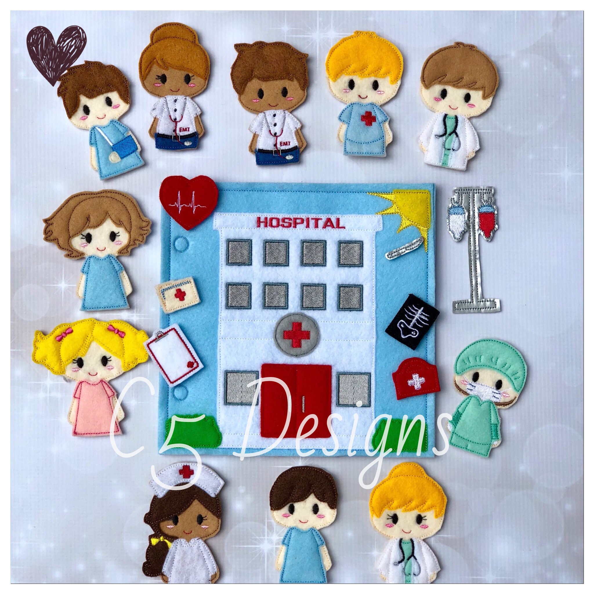ITH Digital Embroidery Design Hospital Finger Puppet Set - Etsy