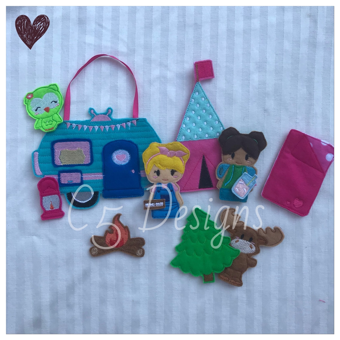 ITH Digital Embroidery Design - DELUXE Camping Finger Puppet Set - 4X4 ...
