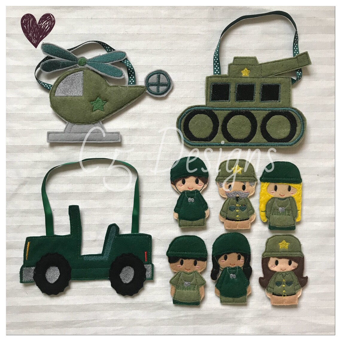 ITH Digital Embroidery Design Army Finger Puppet Set 4X4 | Etsy
