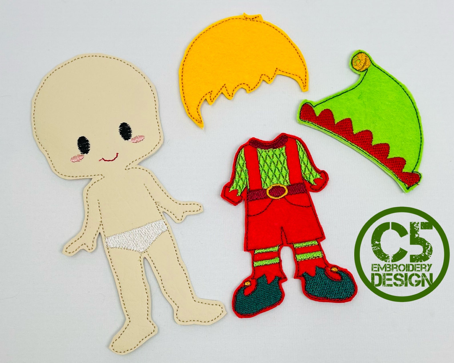 5x7 HOOP ONLY - ITH Digital Embroidery Design - 5x7 Felt Dress up ...