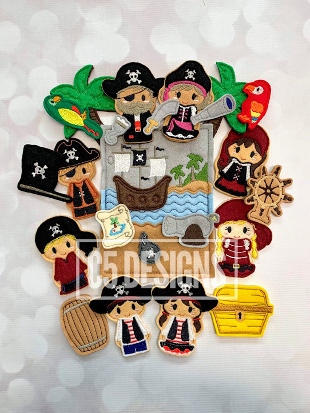 ITH Digital Embroidery Design - Pirate Finger Puppet Set - 4X4 Hoops ...