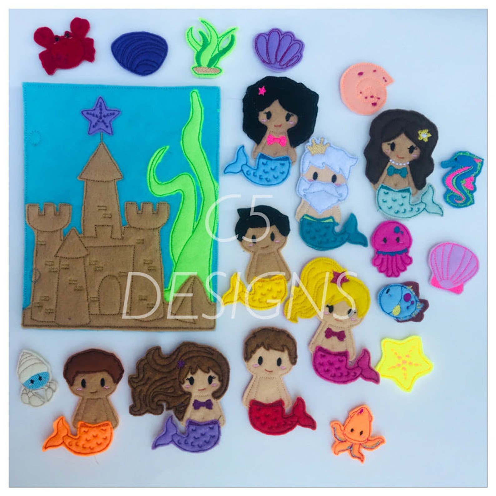 ITH Digital Embroidery Design Mermaid Finger Puppet Set With - Etsy