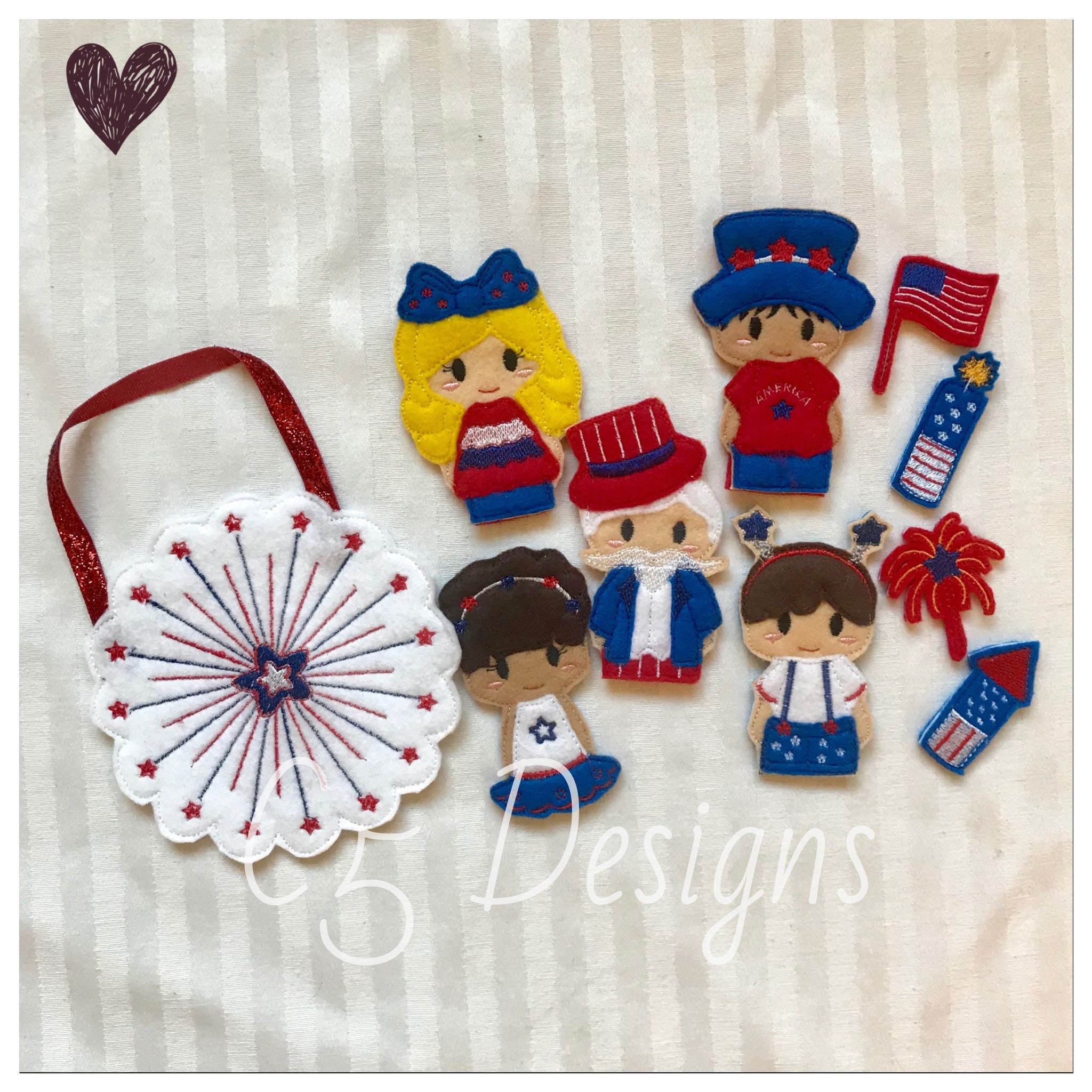 ITH Digital Embroidery Design 4th of July Kids Finger Puppet - Etsy