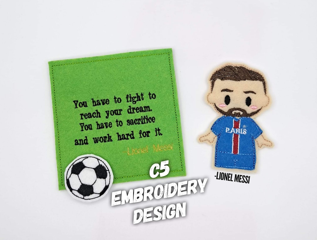 ITH Digital Embroidery Design - Messi Soccer Card Card and Finger ...