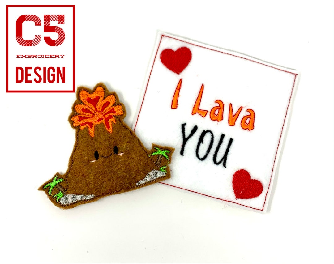 ITH Digital Embroidery Design - I Lava You Volcano Valentine Card and ...