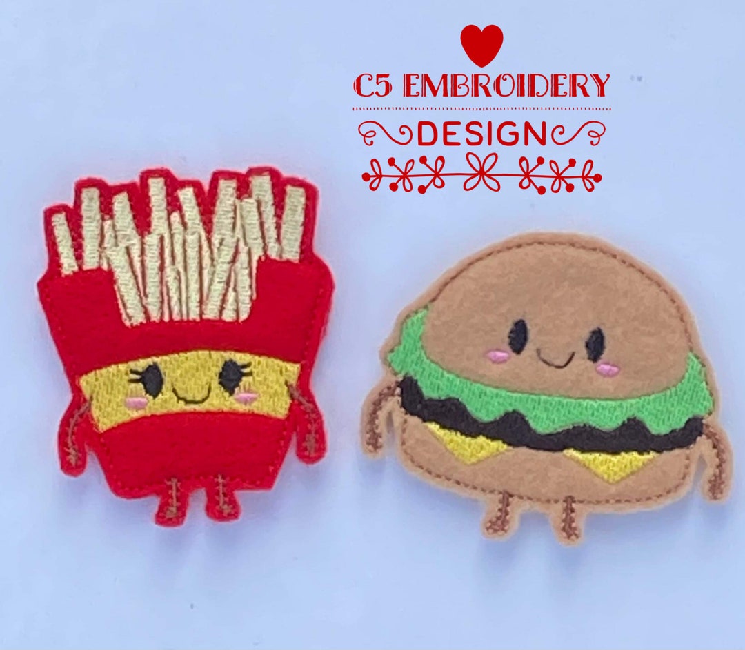ITH Digital Embroidery Design - Pairs - Burger and Fries Finger Puppet ...