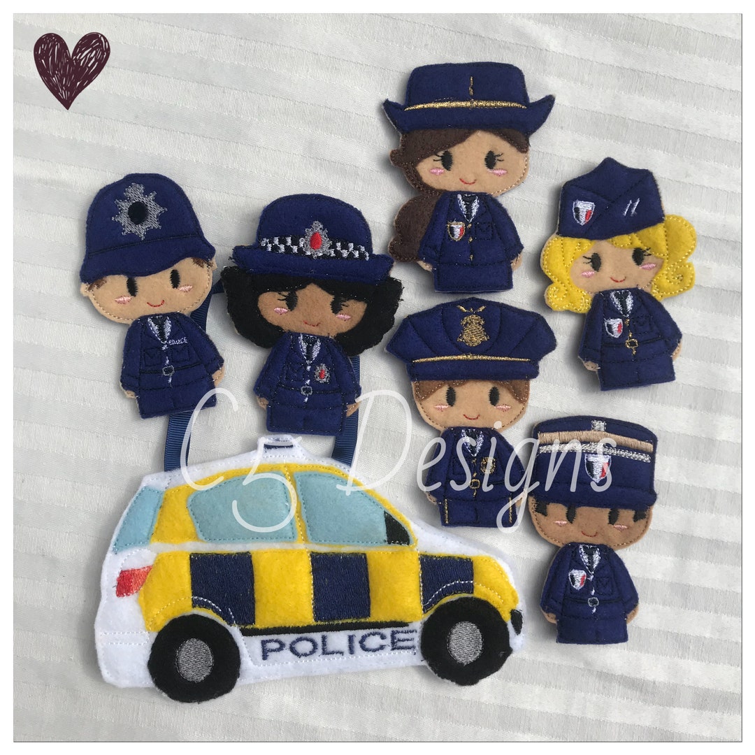 ITH Digital Embroidery Design - UK Police Finger Puppet Set - 4X4 Hoops ...