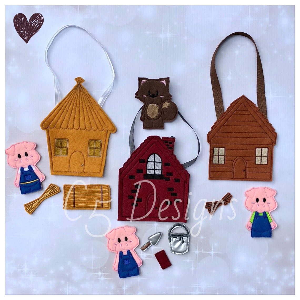 ITH Digital Embroidery Design Three Little Pigs Finger | Etsy