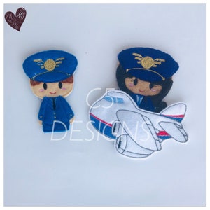 ITH Digital Embroidery Design - Airport Pilot Flying Finger Puppet Set ...