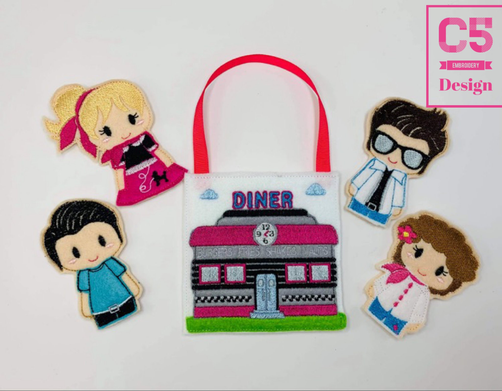 ITH Digital Embroidery Design 50's Sock Hop Diner Finger - Etsy