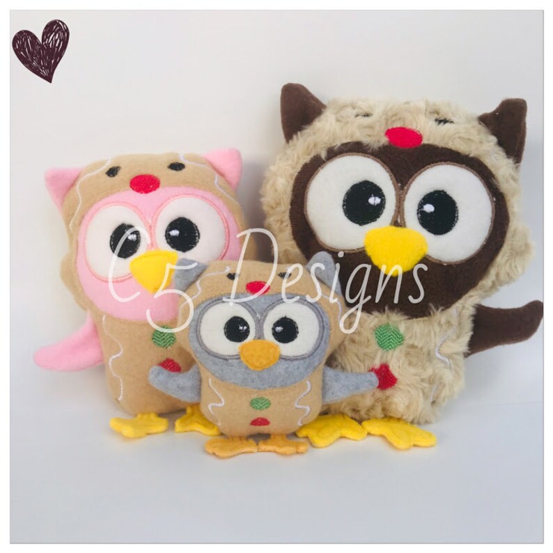 ITH Digital Embroidery Design - Gingerbread Owl Stuffie - 4X4 Hoop and ...