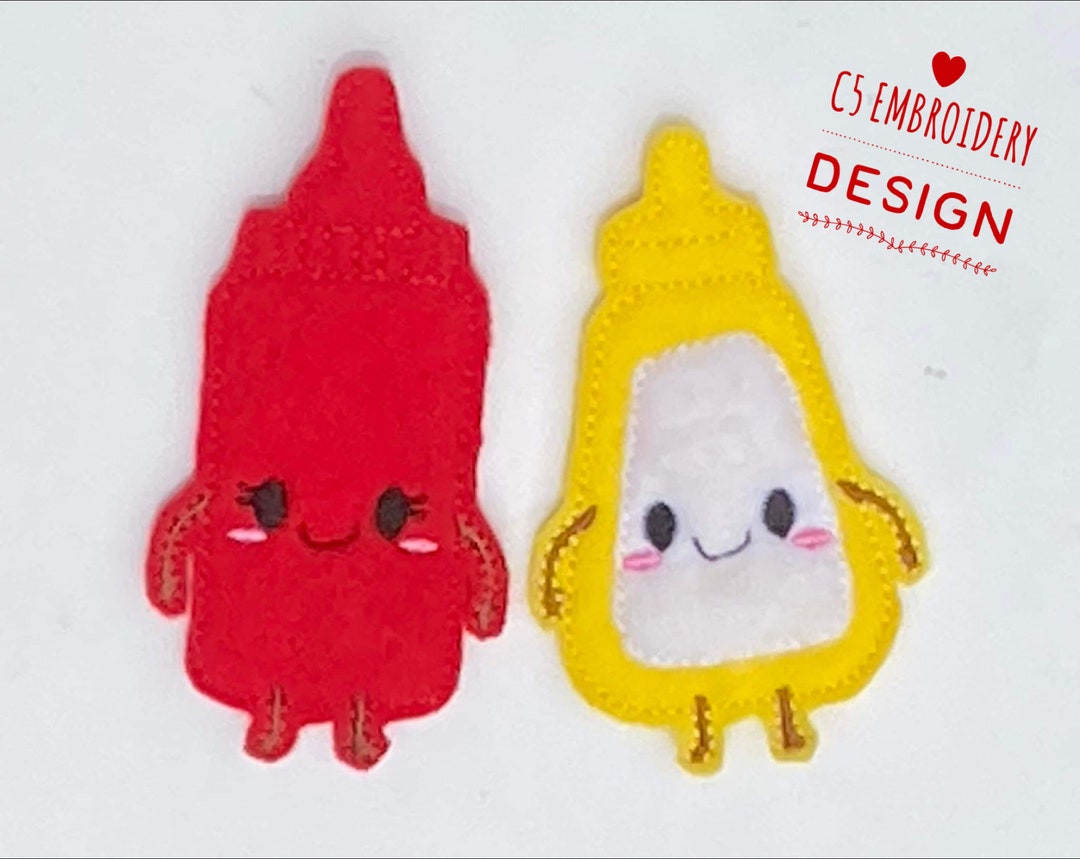 ITH Digital Embroidery Design - Pairs - Ketchup and Mustard Finger ...