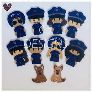 ITH Digital Embroidery Design - Police Officer Finger Puppet Set - 4X4 ...