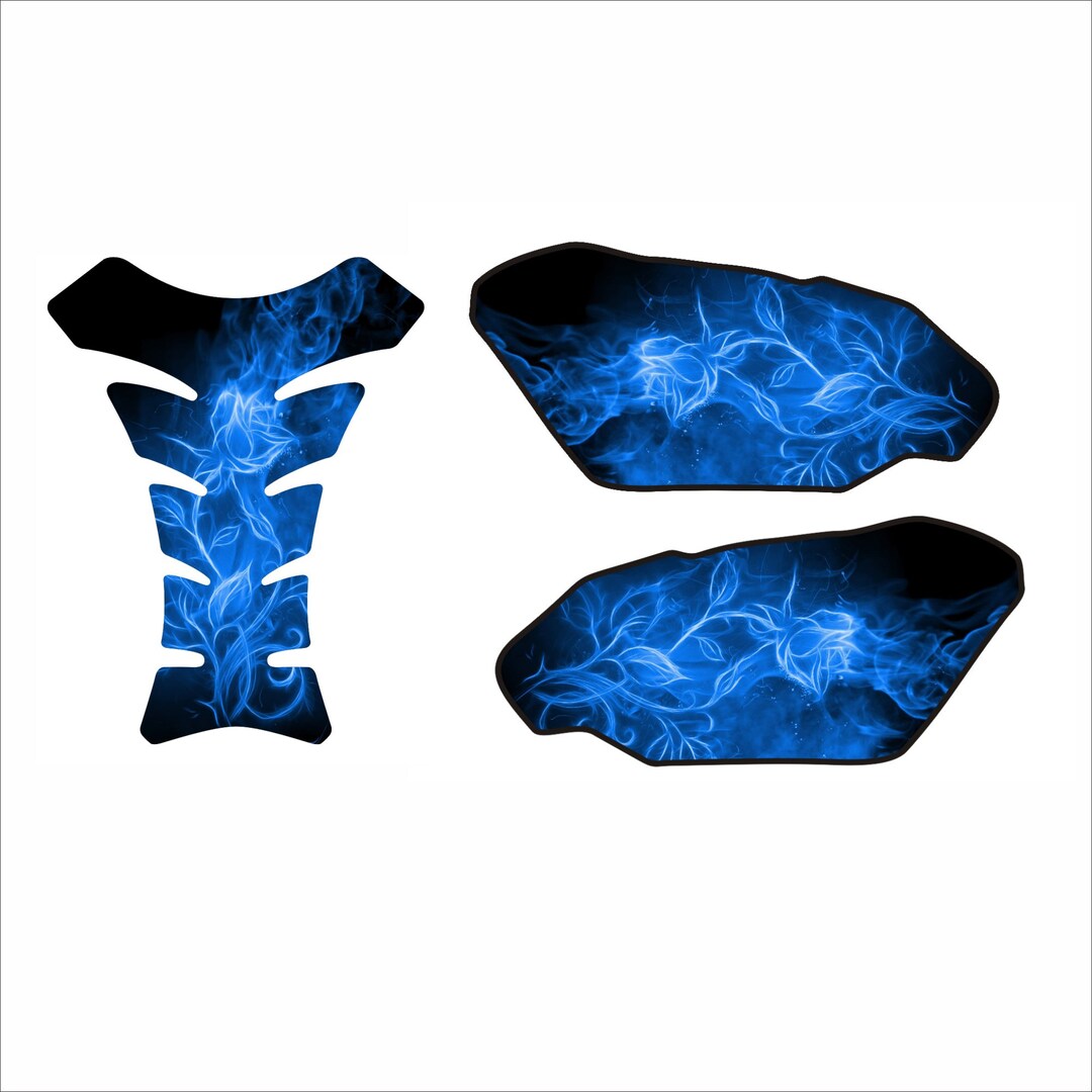 Flaming Rose Blue Universal Motorcycle Tank Pad Gas Tank Guard With ...