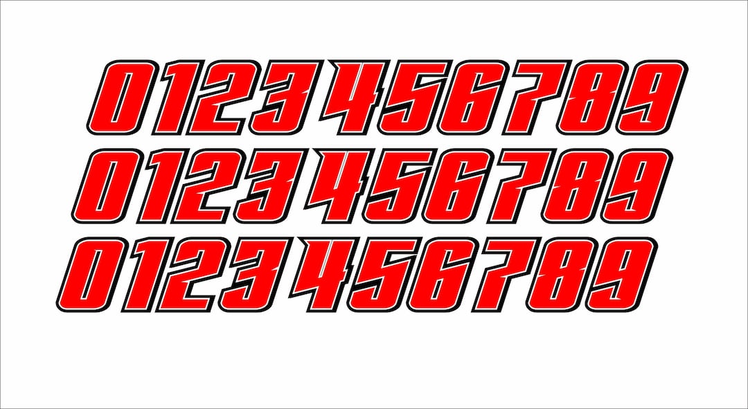 Slanted Black White Red Helmet Numbers Sports Baseball Softball ...