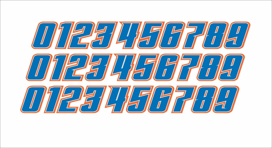 Slanted Orange White Blue Helmet Numbers Sports Baseball Softball ...