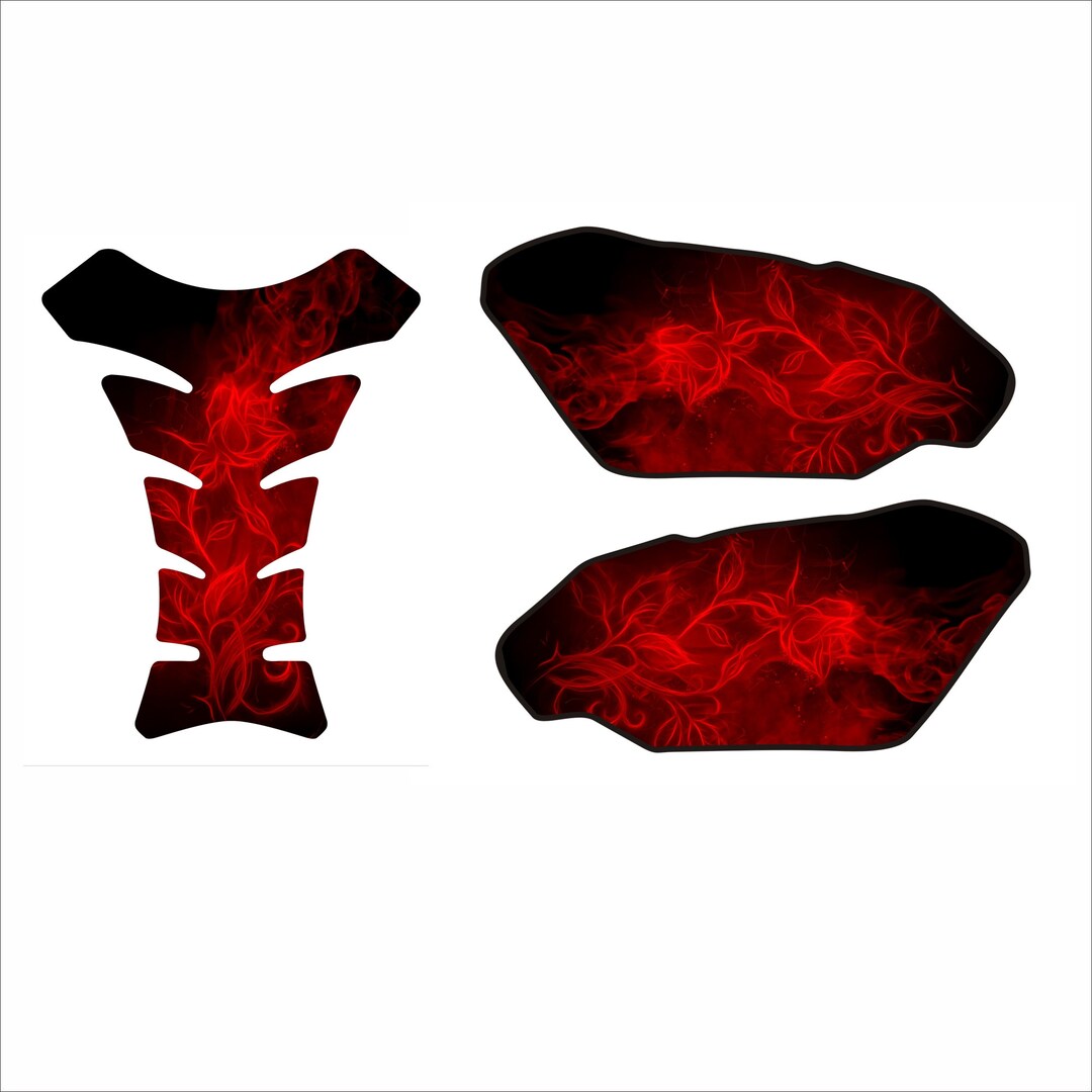 Flaming Rose Red Universal Motorcycle Tank Pad Gas Tank Guard With Side ...