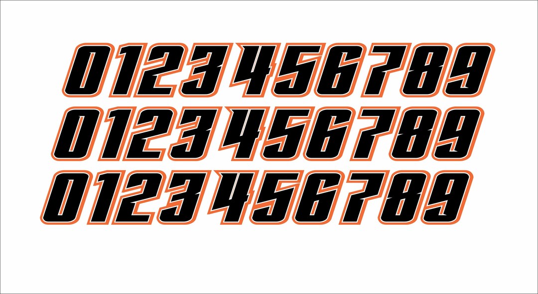 Slanted Orange White Black Helmet Numbers Sports Baseball Softball ...