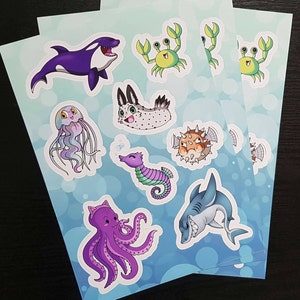 A4 Sea Creature Sticker Sheet - Etsy