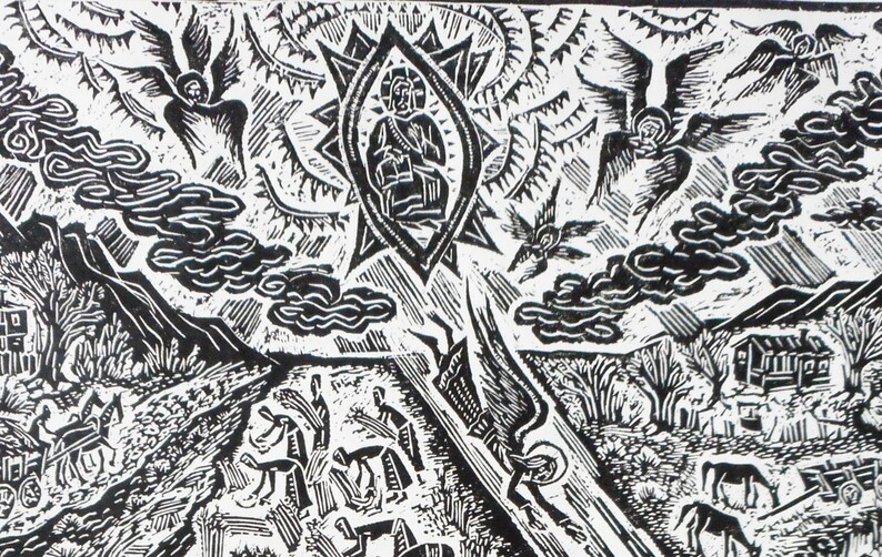 Biblical Linocut Illustration of Ruth and Booz - Etsy