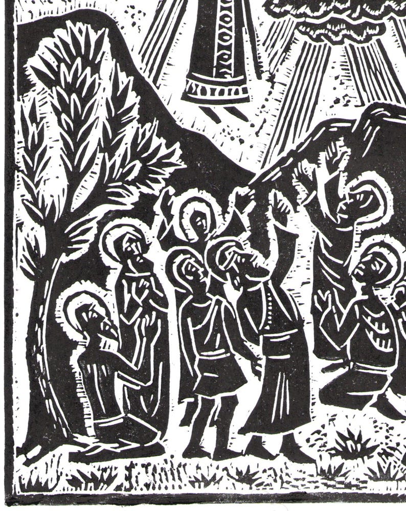 Ascension of Christ ,bible, Christianity, Linocut - Etsy