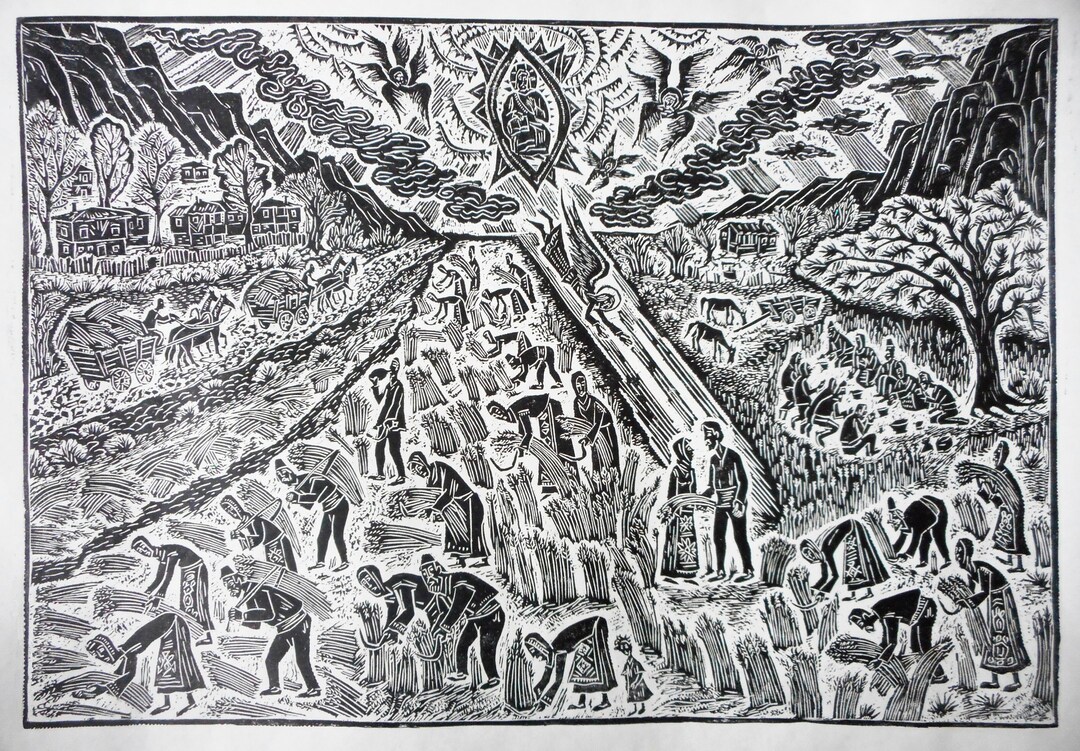 Biblical Linocut Illustration of Ruth and Booz - Etsy