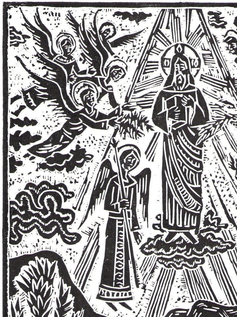 Ascension of Christ ,bible, Christianity, Linocut - Etsy