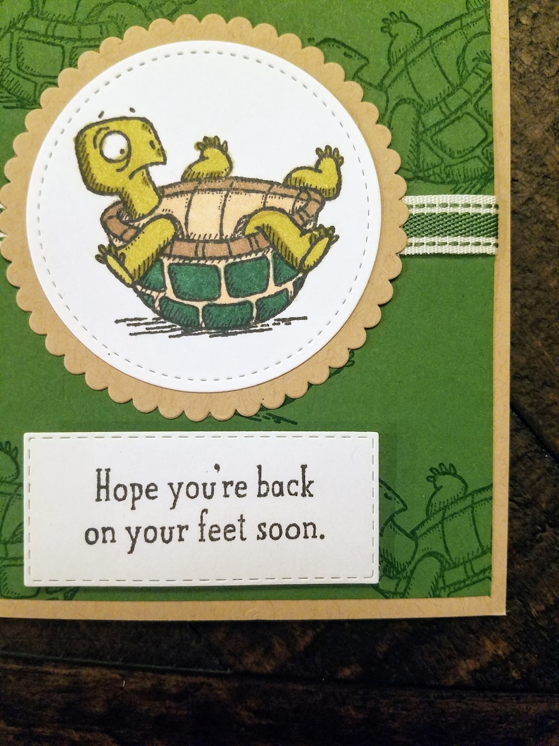 Get Well Soon Card / Turtle / Green / Card / Handmade / | Etsy