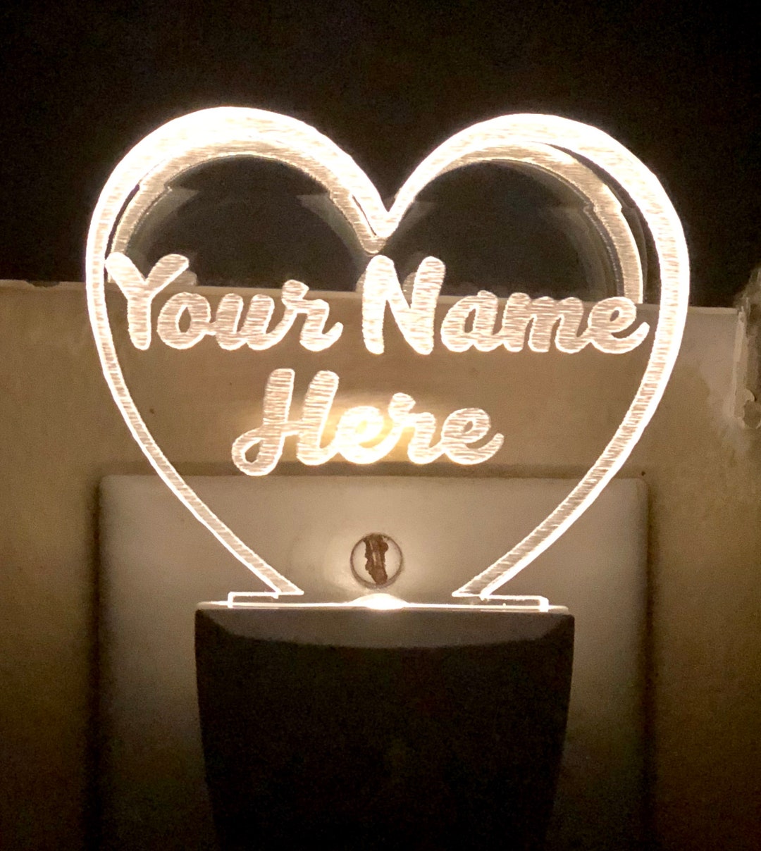 Custom 3 Inch Heart LED Night Light - Etsy
