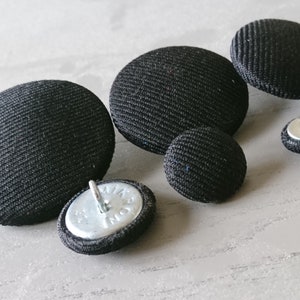 Black Buttons, Twill Suit Buttons, Fabric Covered Buttons, Pack of ...