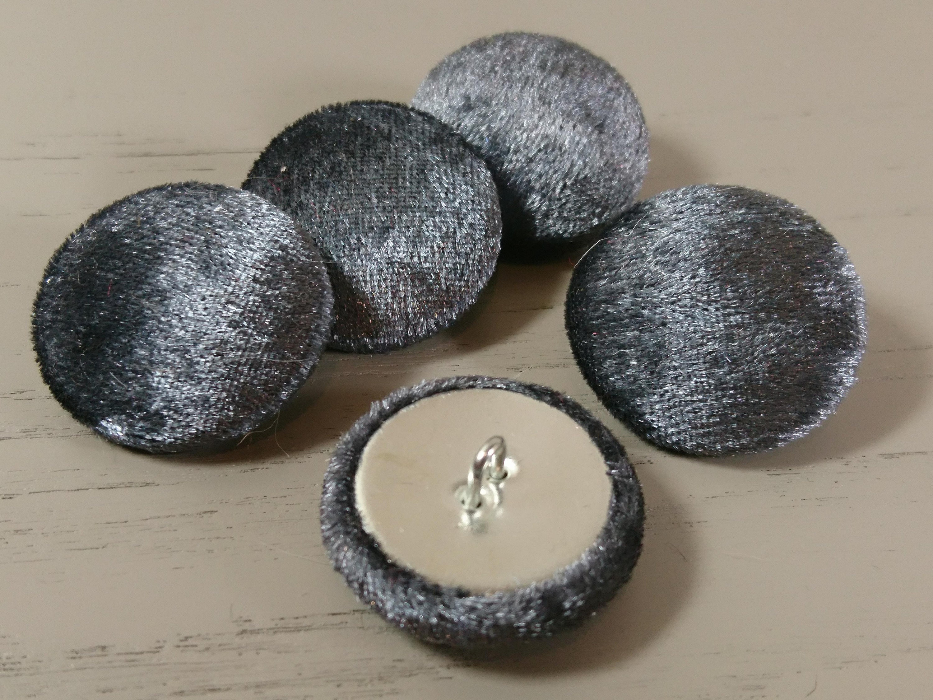 Graphite Dark Grey Fabric Covered Velvet Buttons Various | Etsy