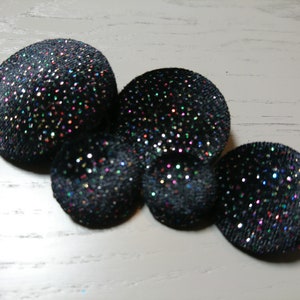 Black Sparkly Velvet Buttons, Pack of Buttons, Various Sizes - Etsy UK