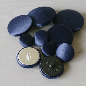 Blue Buttons, Pack of Navy Satin Shank Back Buttons or Loop Back ...