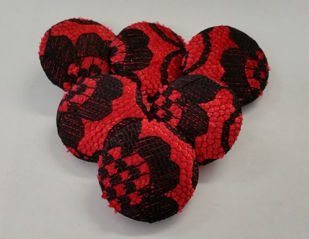 Large Red Velvet Buttons With a Black Lace Overlay Patterned Buttons - Etsy