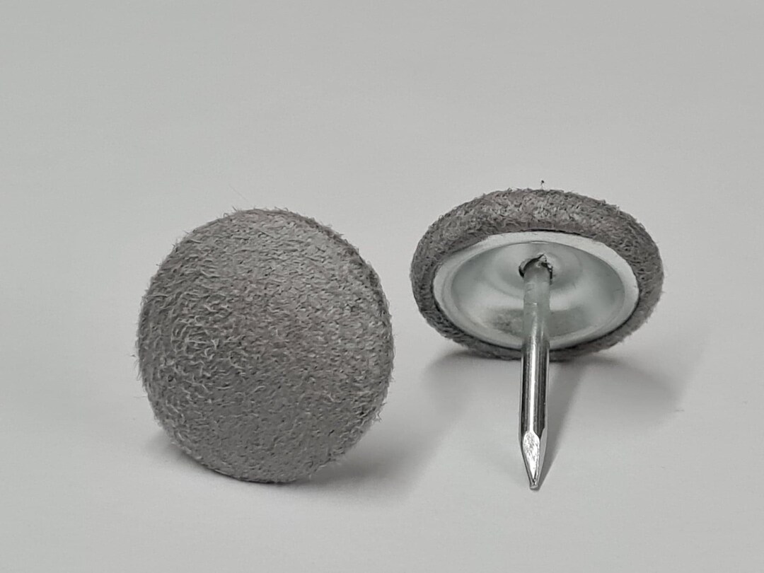 Upholstery Buttons, Silver Grey Faux Suede Buttons, Fabric Covered Nail ...