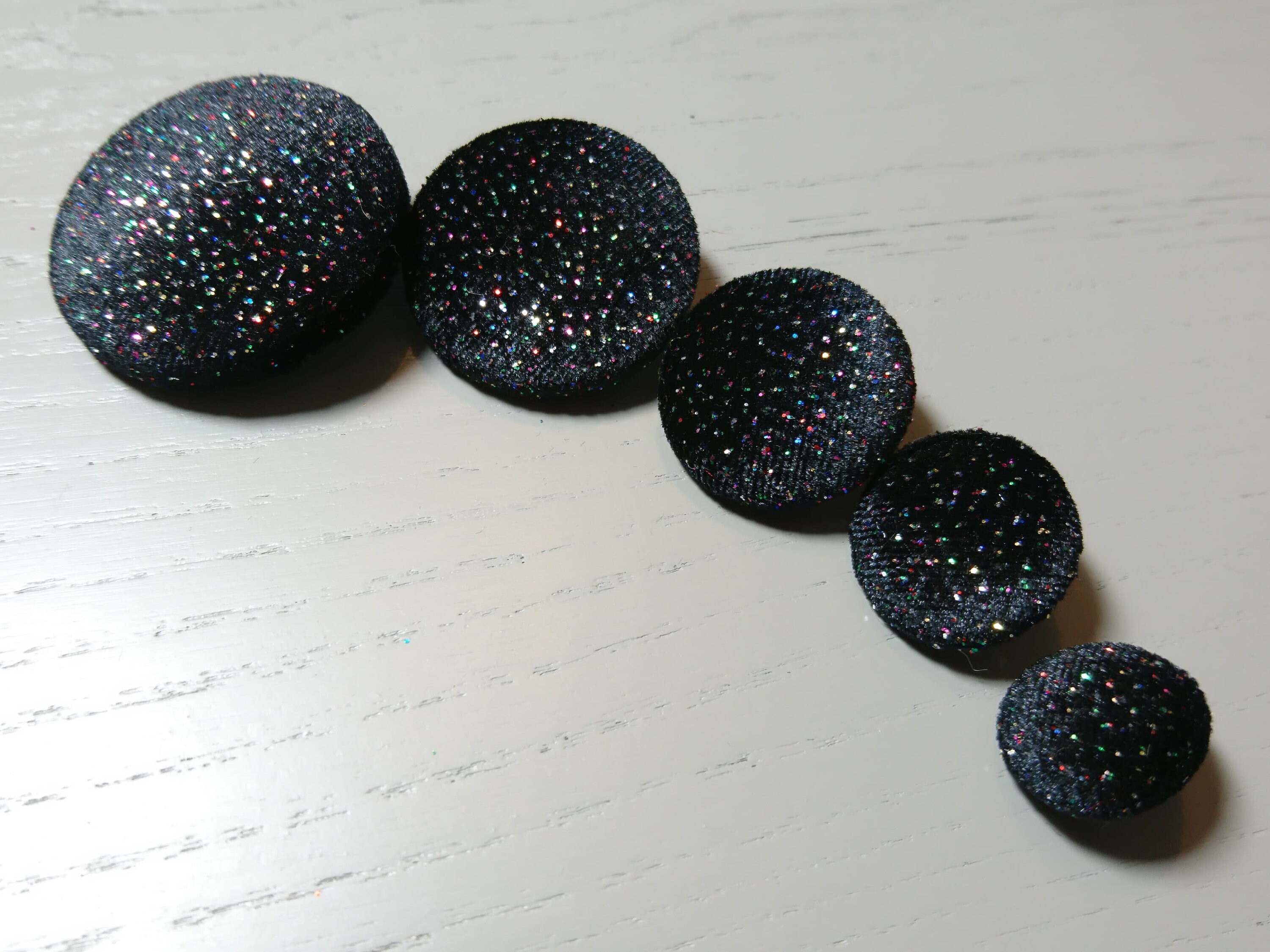 Black Sparkly Velvet Buttons, Pack of Buttons, Various Sizes - Etsy UK