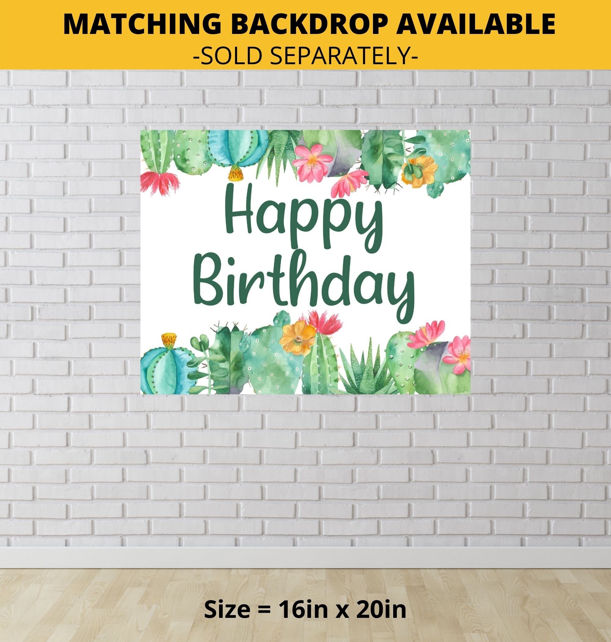 Succulents Cactus Happy Birthday Banner Flags Printable - Etsy
