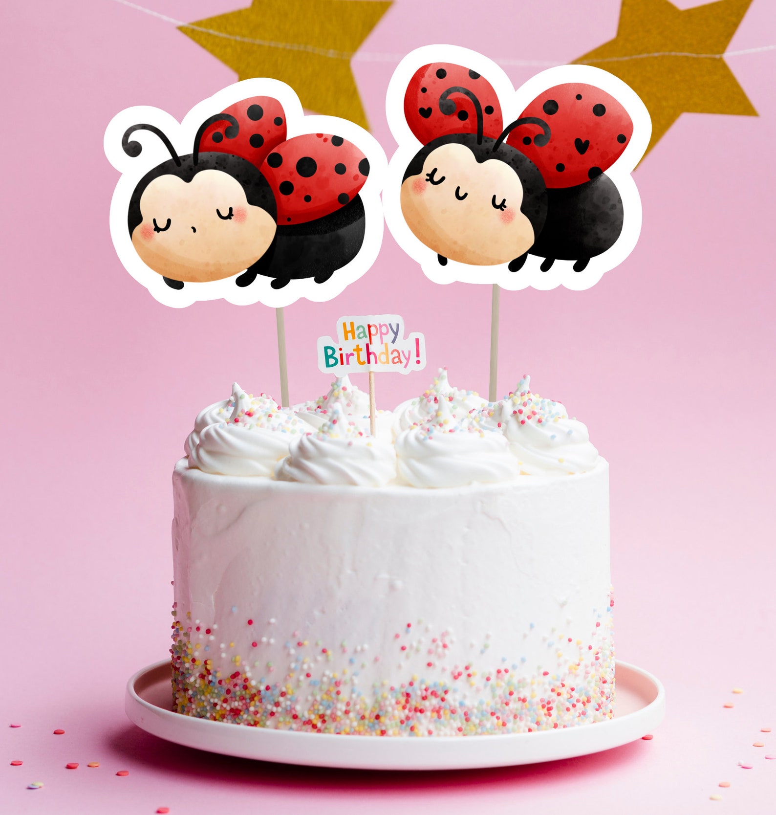 Ladybug Printable Cake Topper Decor Centerpiece or Digital Instant ...
